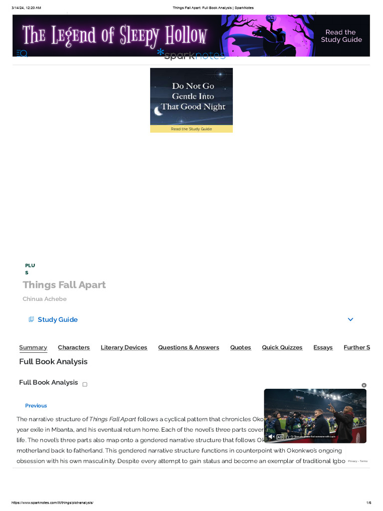 Things Fall Apart_ Full Book Analysis _ SparkNotes | PDF