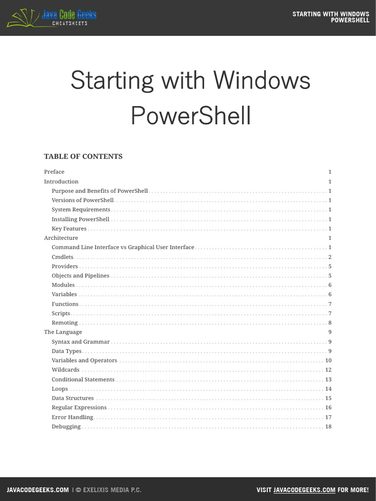 Starting With Windows Powershell Cheatsheet Pdf Parameter Computer Programming Share Point