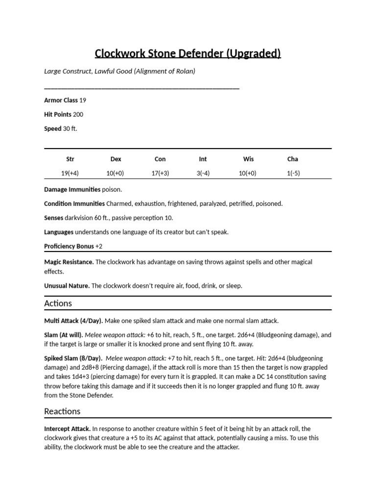Clockwork Stone Defender | PDF