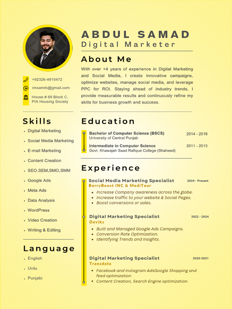 Abdul Samad Resume (Digital & Social Media Expert) October 2024 PDF | PDF