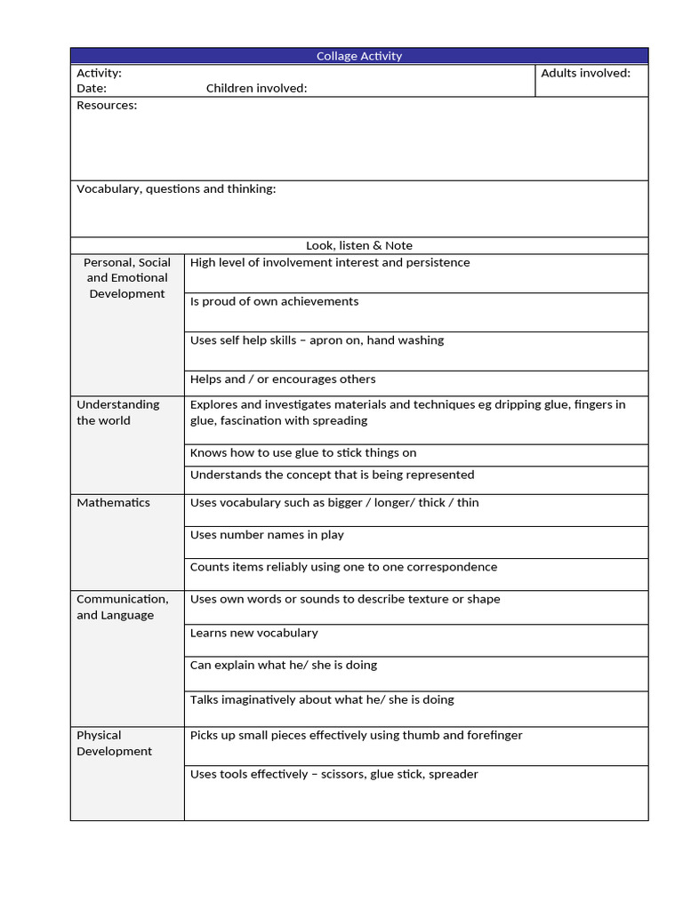 Collage Activity Eyfs-Revised EYFS | PDF