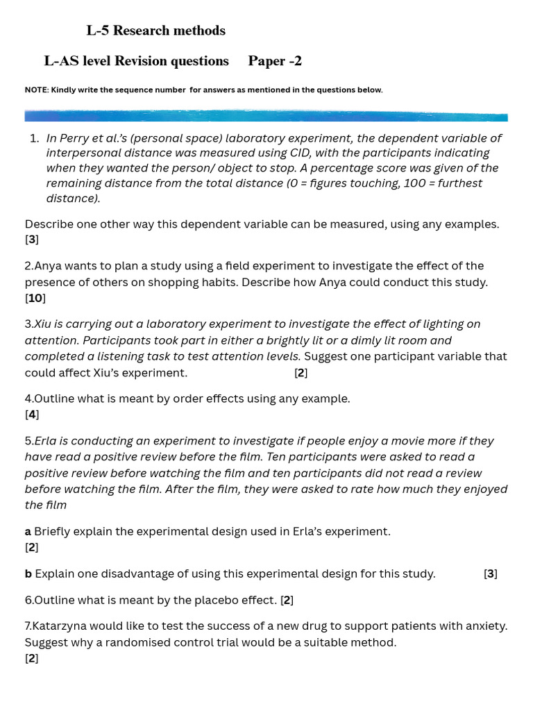 Research Methods Revision - PDF Notes | PDF | Experiment | Obedience ...