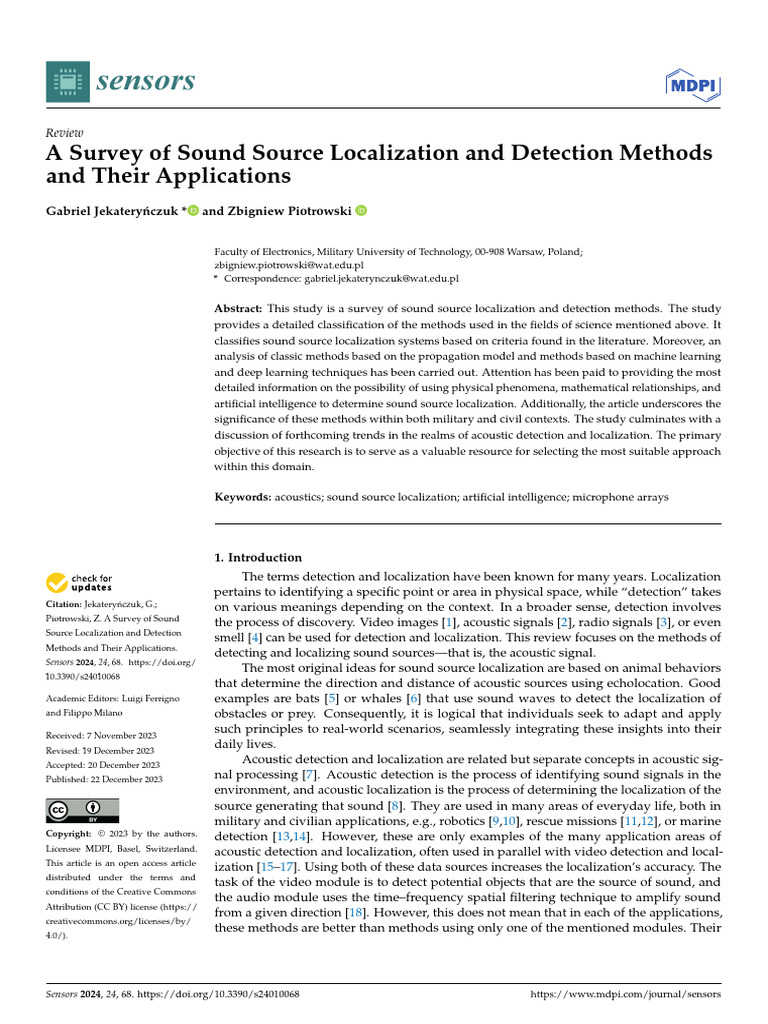 A Survey of Sound Source Localization and Detectio | PDF | Acoustics | Microphone