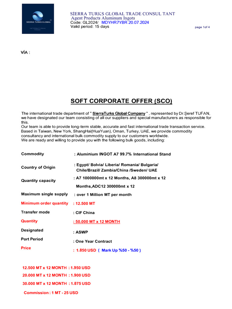 A7 INGOT BUYER 20.07.2024 Pdf. MİX MT X 12 MONTH | PDF | Letter Of ...