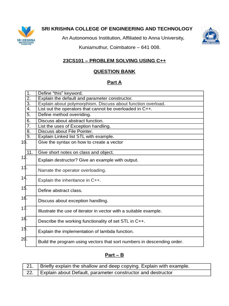 C++ Qbank | PDF | C++ | Constructor (Object Oriented Programming)