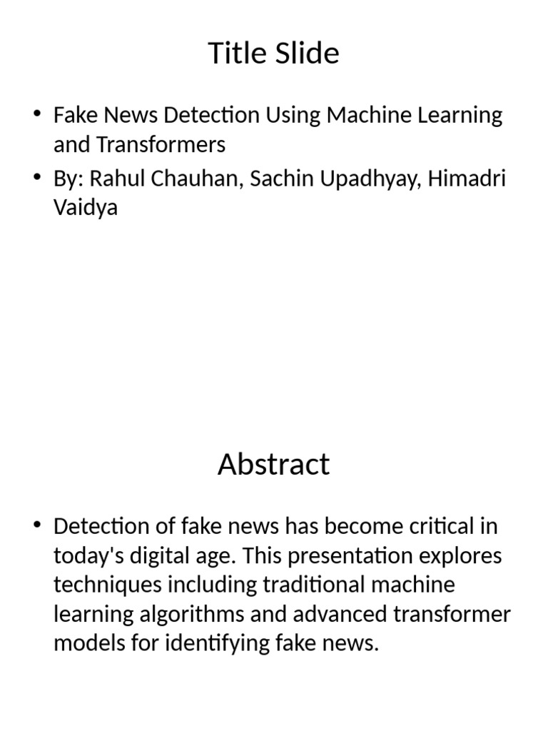 Fake News Detection Expanded Presentation | PDF | Machine Learning ...