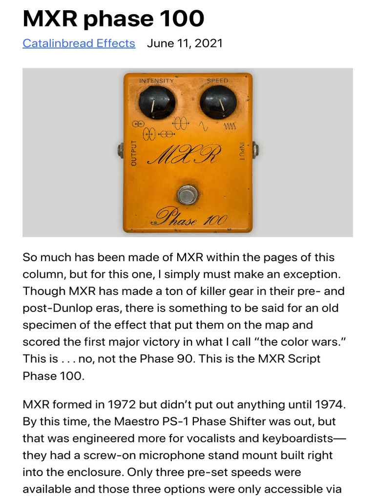 MXR phase 100 – Catalinbread Effects | PDF | Computer Engineering | Electricity