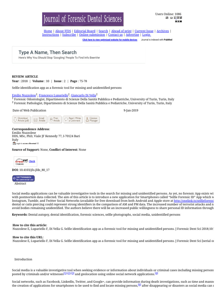 ? Selfie Identification App As A Forensic Tool For Missing and ...