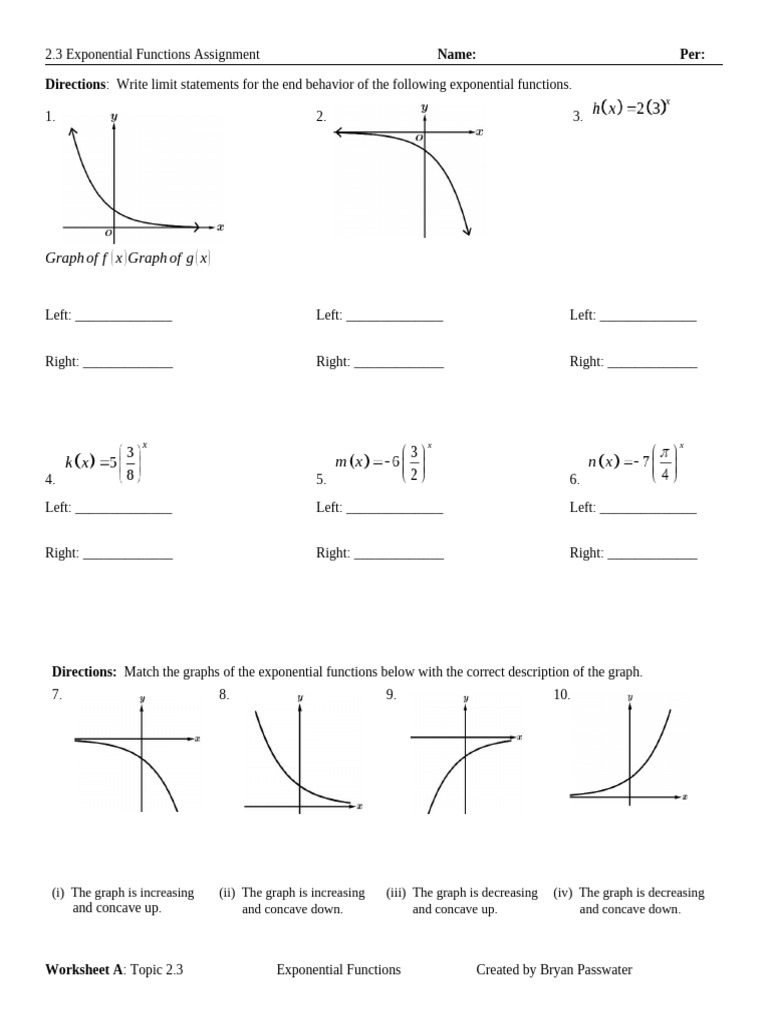2.3_Exponential_Functions_Assignment | PDF