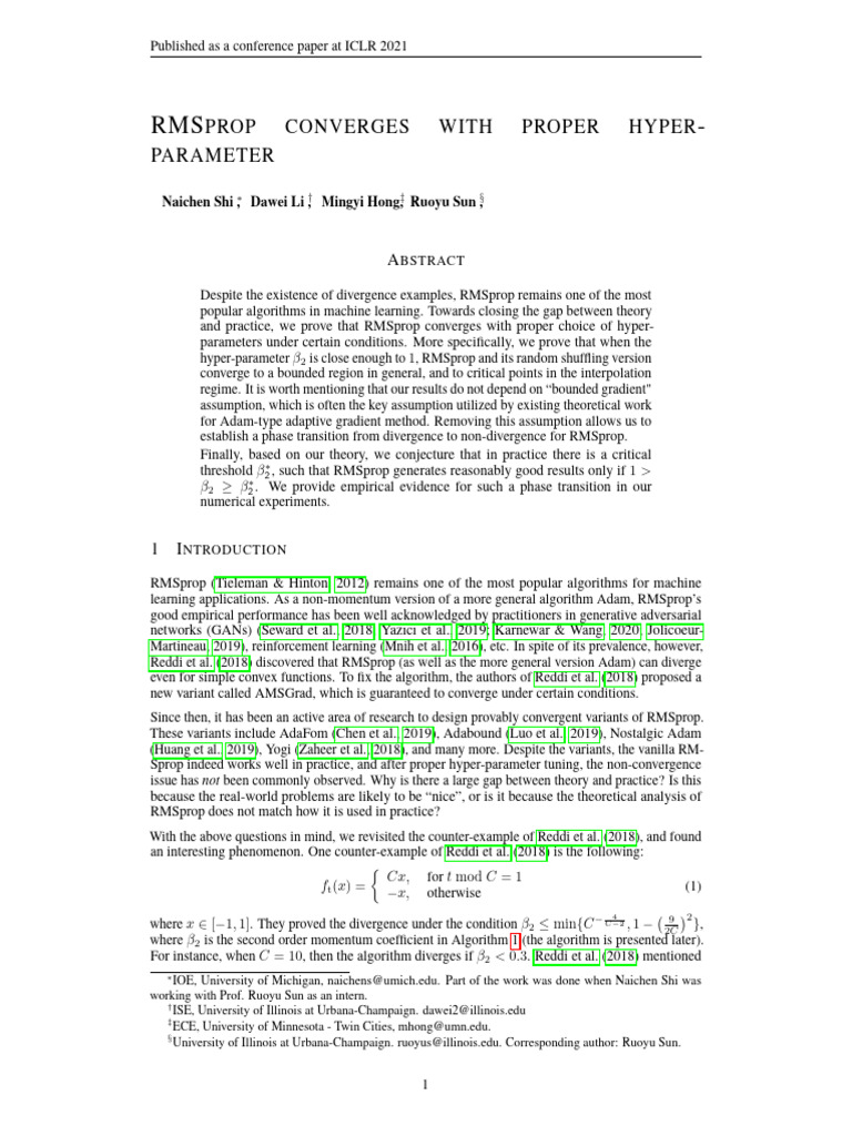 2889 Rmsprop Converges With Proper | PDF | Algorithms | Applied Mathematics