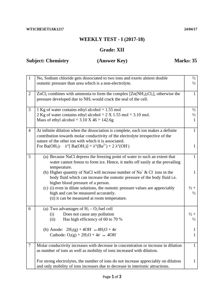 CHE_PT1_AK_SET1_63610 | PDF | Electrolyte | Concentration