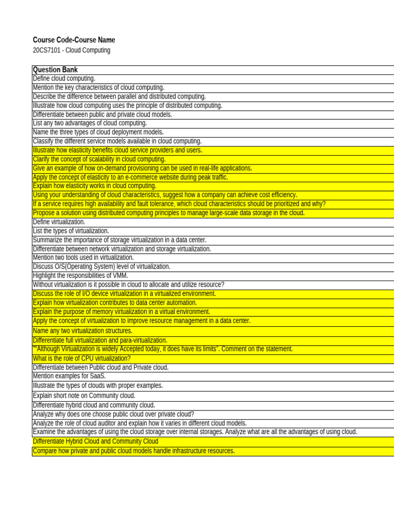 20CS7101 - CC - QB | PDF | Cloud Computing | Apache Hadoop