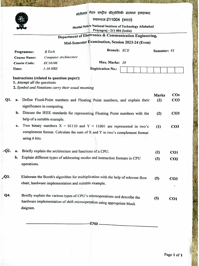 2023-2024 Mid Sem Paper | PDF
