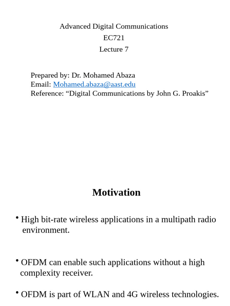 Lecture 7 OFDM | PDF | Orthogonal Frequency Division Multiplexing | Modulation