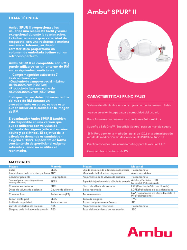 Hoja+Técnica_Ambu+SPUR+II (1) | PDF | Materiales