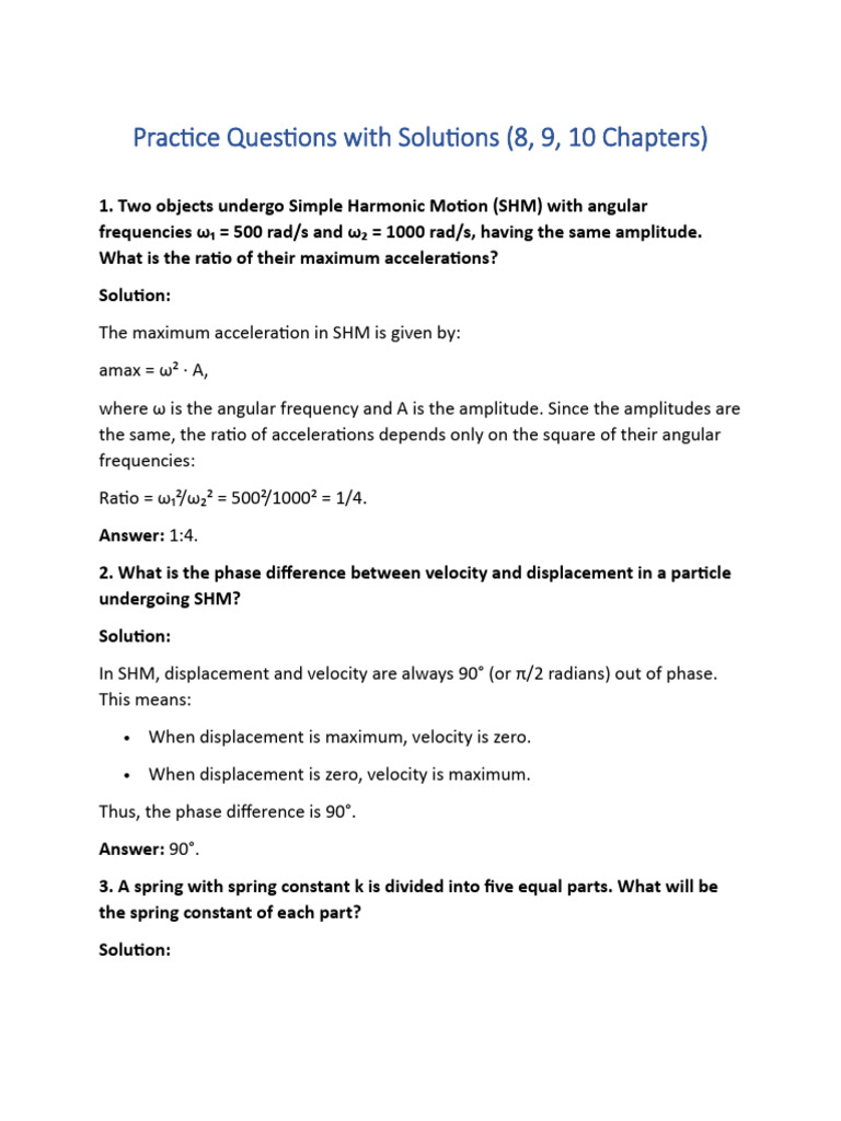 Practice Questions With Solutions GT2 | PDF | Young's Modulus | Apsis