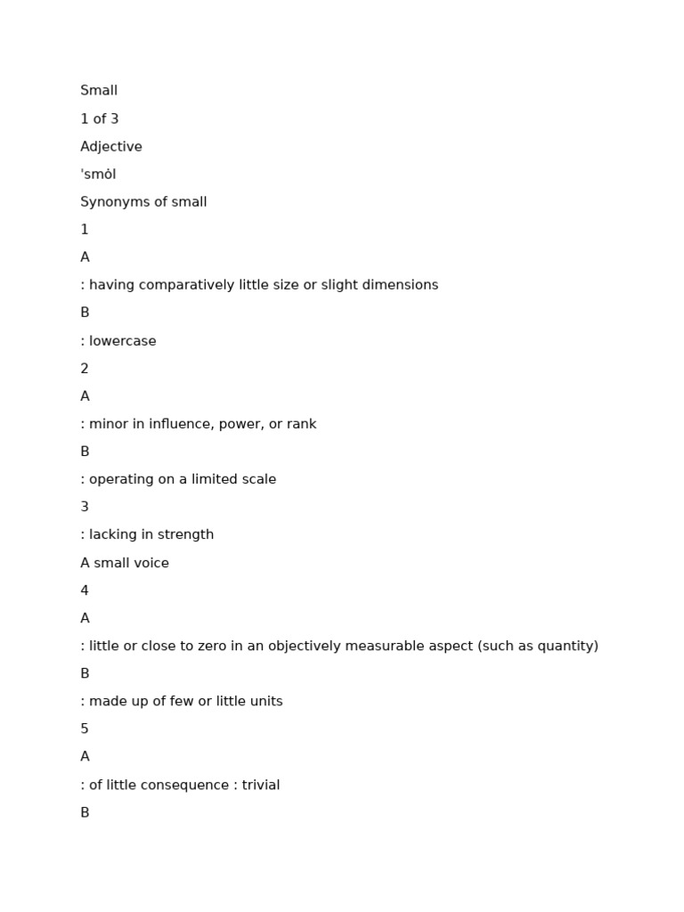 Smalll | PDF | Adjective | Word
