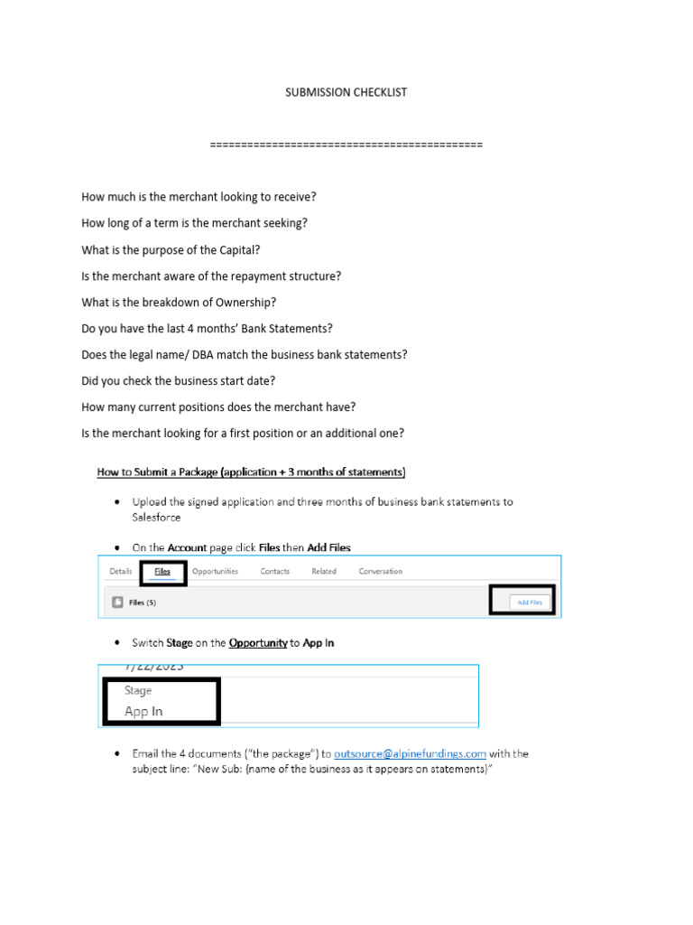 Submissions Checklist Template | PDF