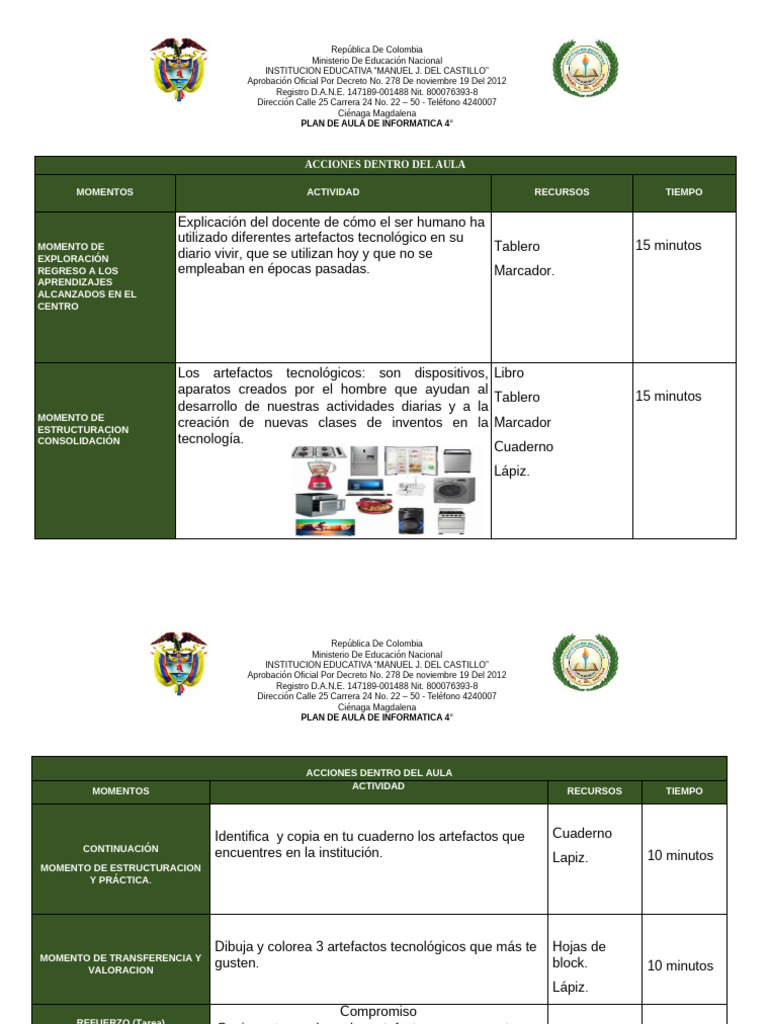 Plan de Aula de Informatica 4° | PDF | Microsoft PowerPoint | Microsoft Word