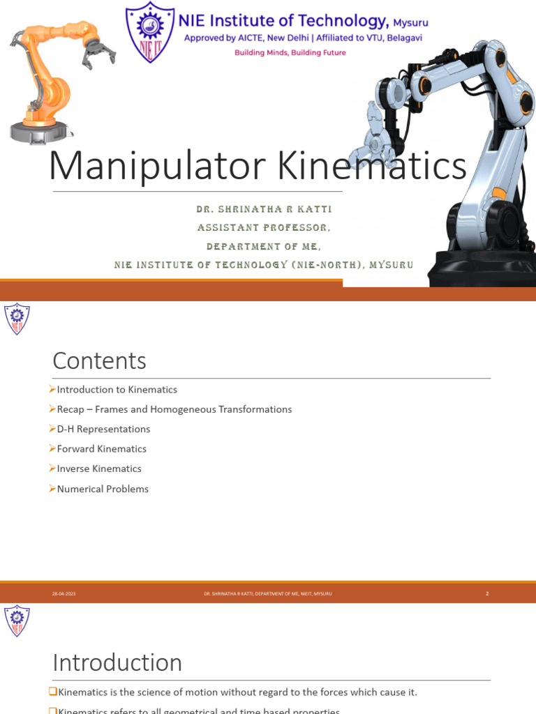 Manipulator Kinematics | PDF | Kinematics | Coordinate System