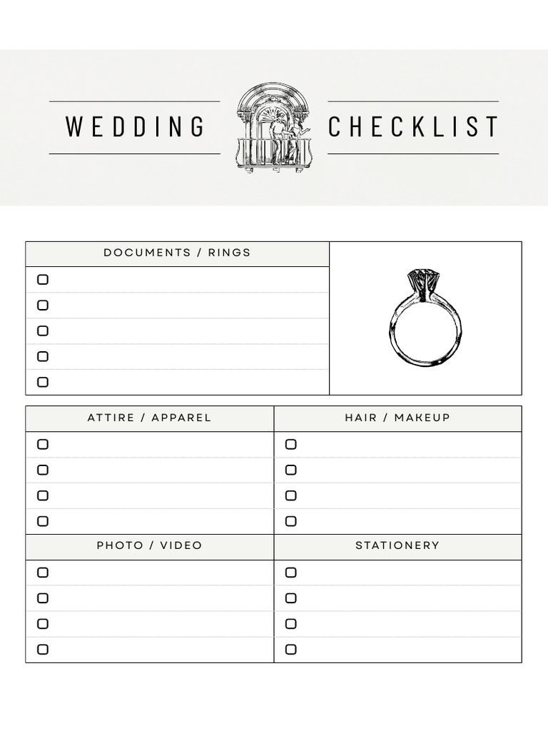 Wedding Checklist Doc in Rustic Illustrated Style PDF | PDF