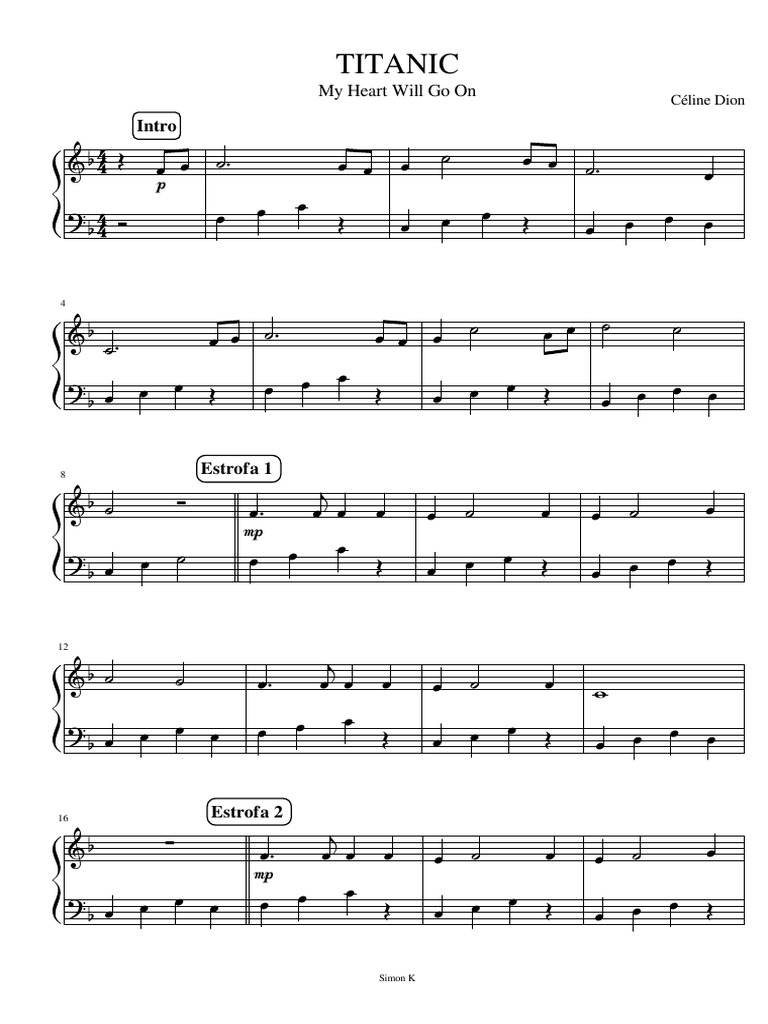 Tema de Titanic Piano Muy Facil | PDF
