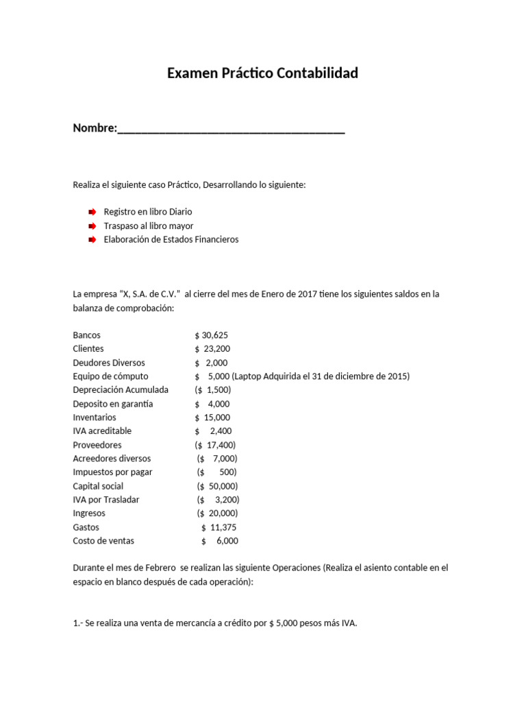 Examen Contabilidad Práctico | PDF | Contabilidad | Economias