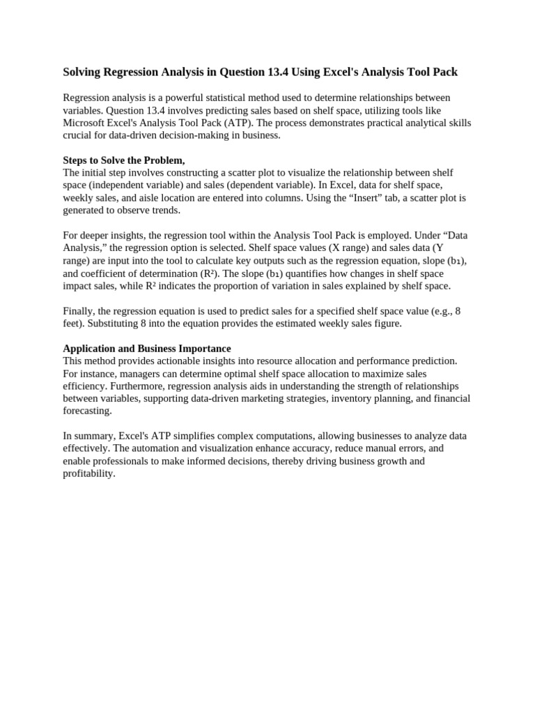Solving Regression Analysis in Question 13 | PDF