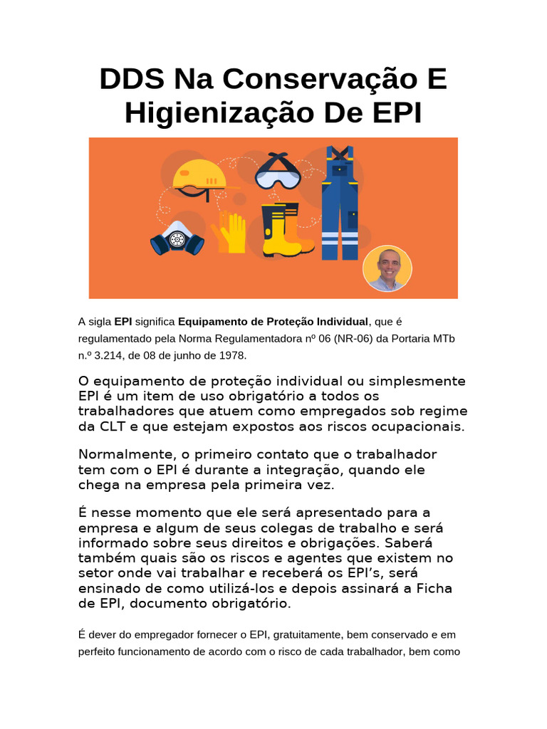 DDS Na Conservação E Higienização de EPI | PDF | Equipamentos de ...