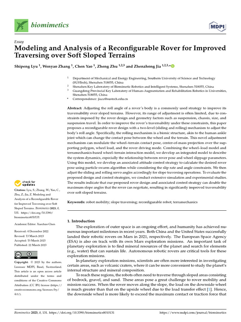 Biomimetics 08 00131 | PDF | Rover (Space Exploration) | Force