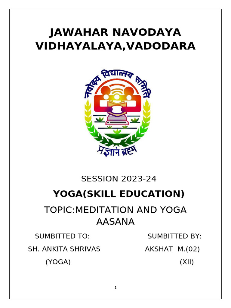 AKSHAT YOGAPROJECT.pdf | PDF | Asana | Meditation