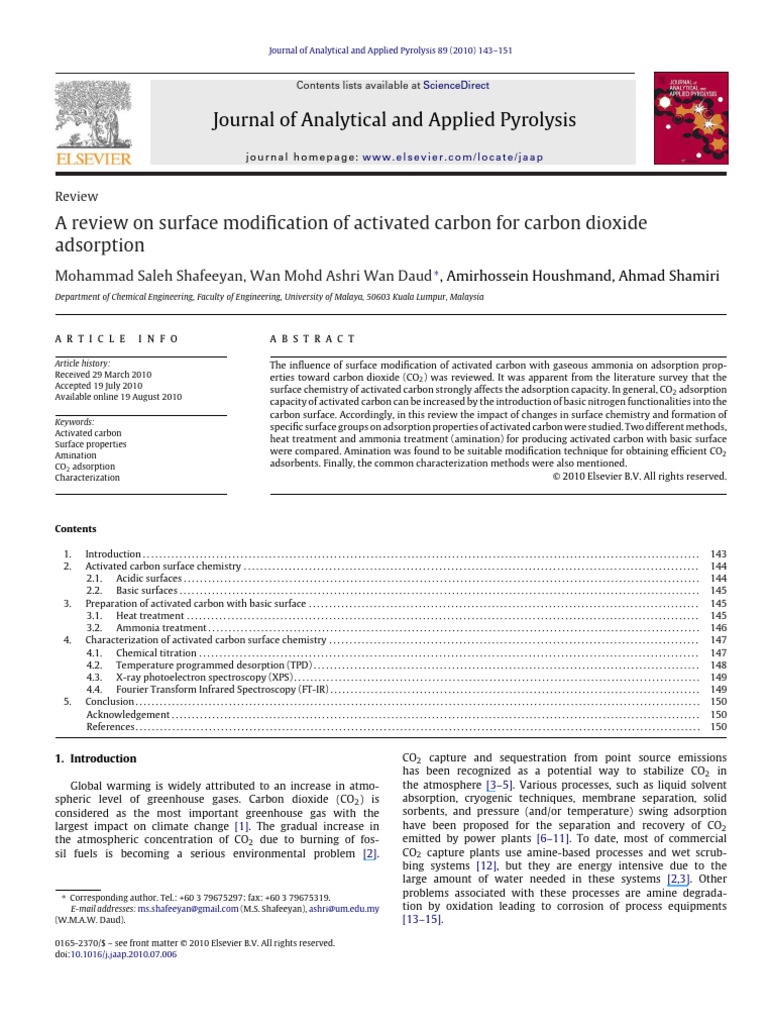A Review On Surface Modification of Activated Carbon For Carbon Dioxide ...