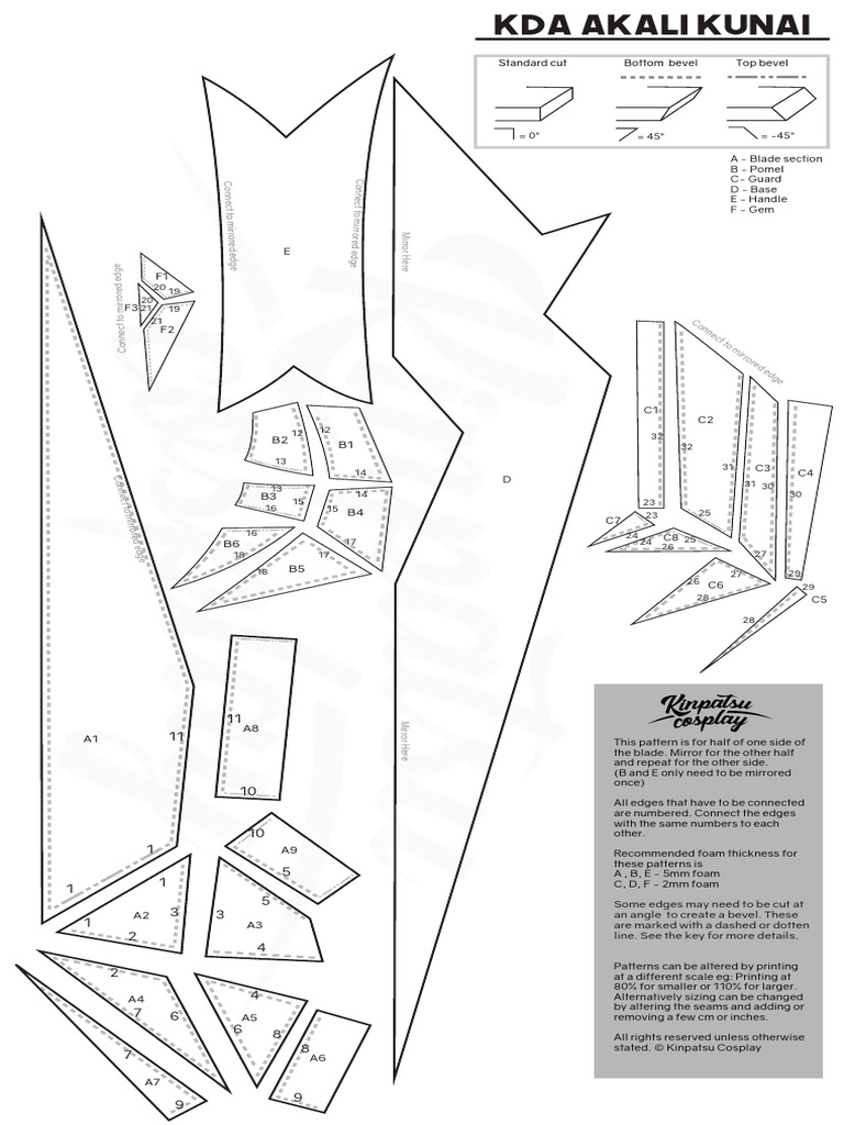 KDA Akali Kunai Pattern Kinpatsu Cosplay | PDF | Chess