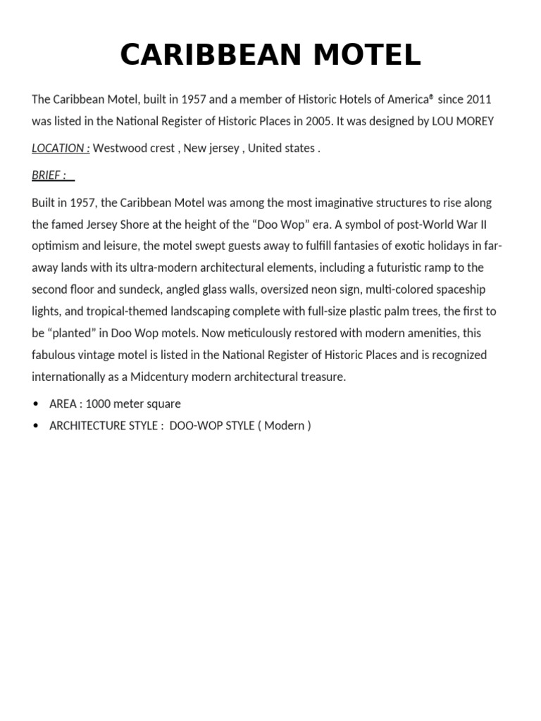 CARIBBEAN MOTEL (1) | PDF | Motel | Home
