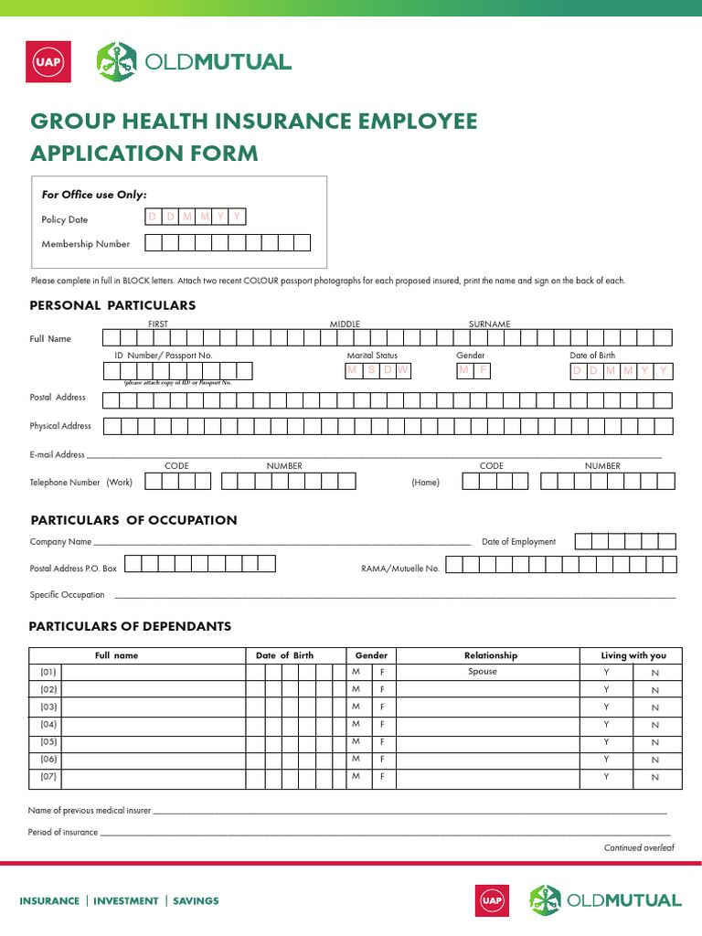 UAP Group Health App Form-16062017 | PDF | Causes Of Death | Medicine
