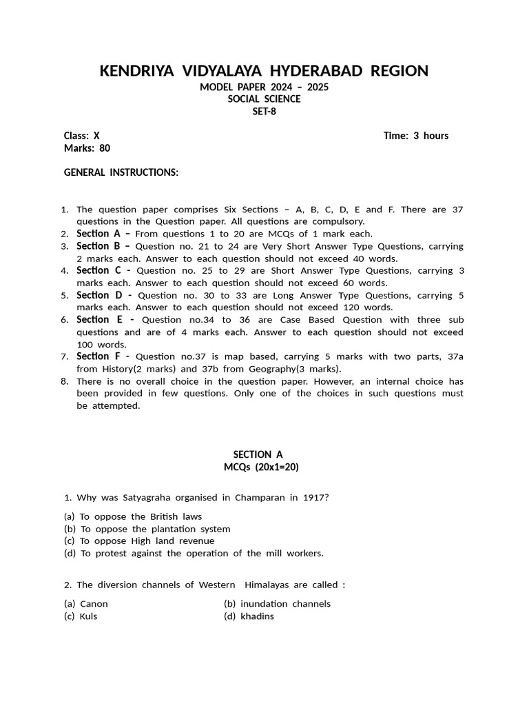 SST Class 10 Sample Papers | PDF | Mahatma Gandhi | Economies