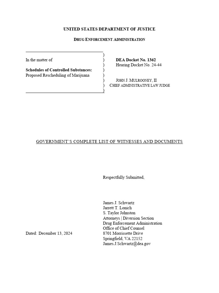Dea Marijuana Rescheduling Hearing Documents | PDF | Substance Abuse | Cannabis (Drug)