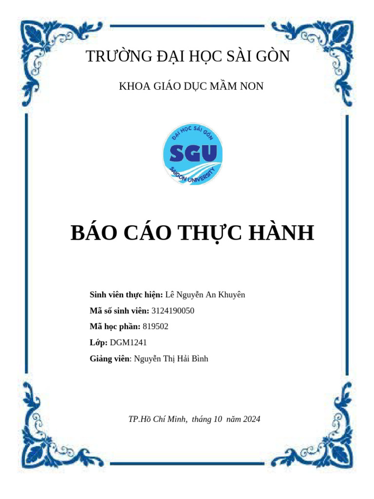 Bài Tập 3 - Lớp Thứ 4 (THSP) | PDF