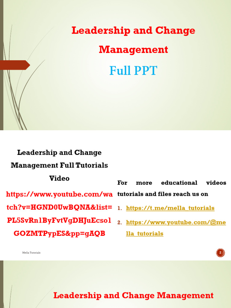 Leadership in Change Management Overview | PDF | Leadership ...