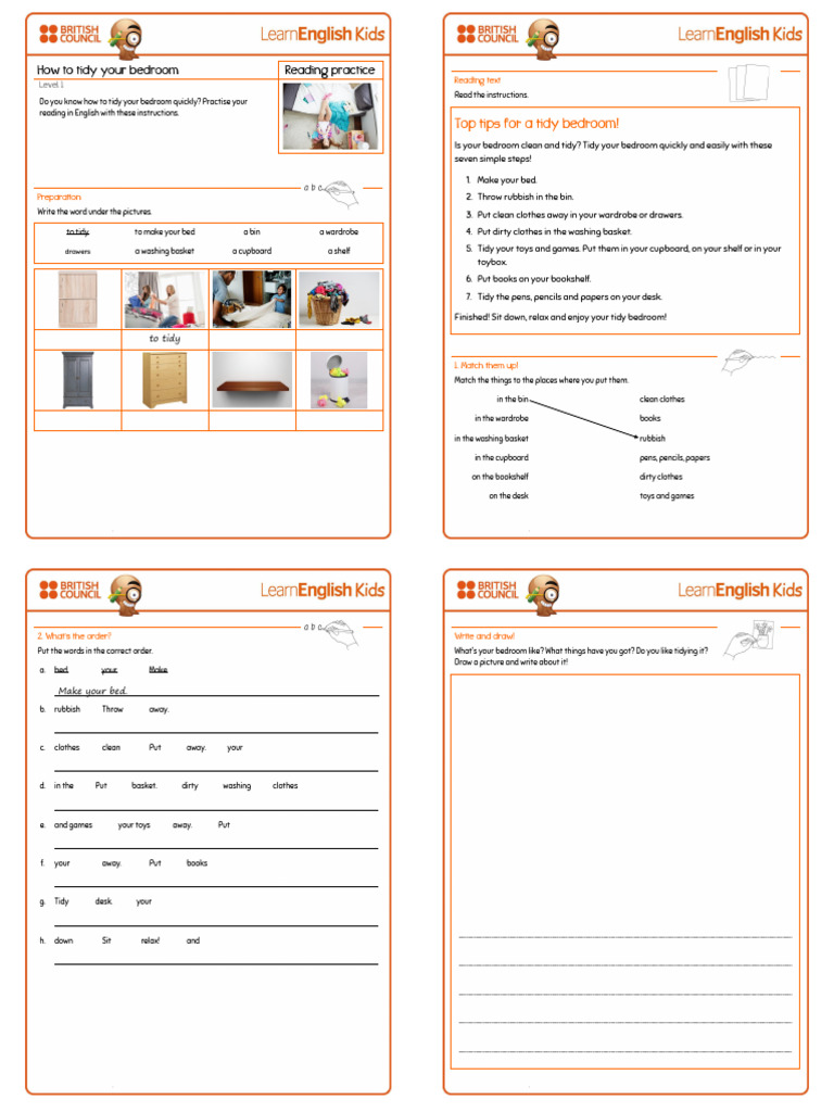 Reading Practice How To Tidy Your Bedroom Worksheet | PDF