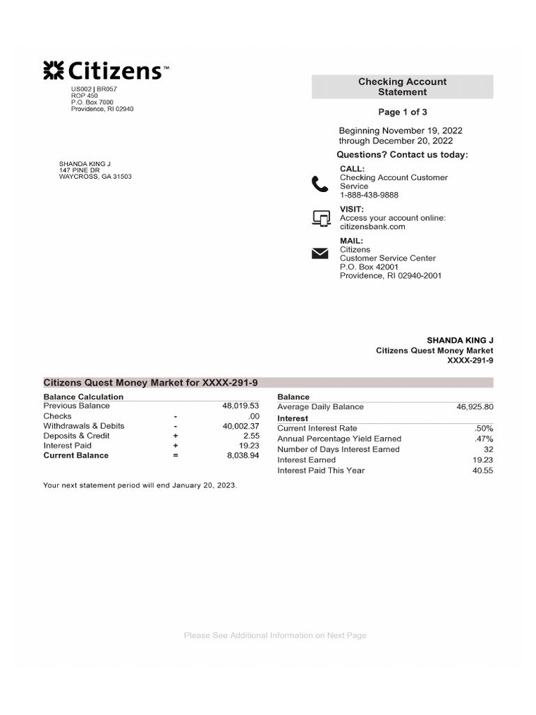 Citizens Quest Money Market, December 2022 | PDF