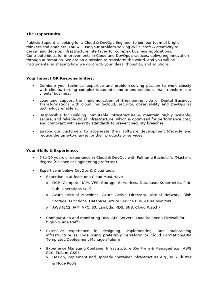 JD - Sr. Associate - DevOps - Updated-10 | PDF | Cloud Computing | Microsoft Azure