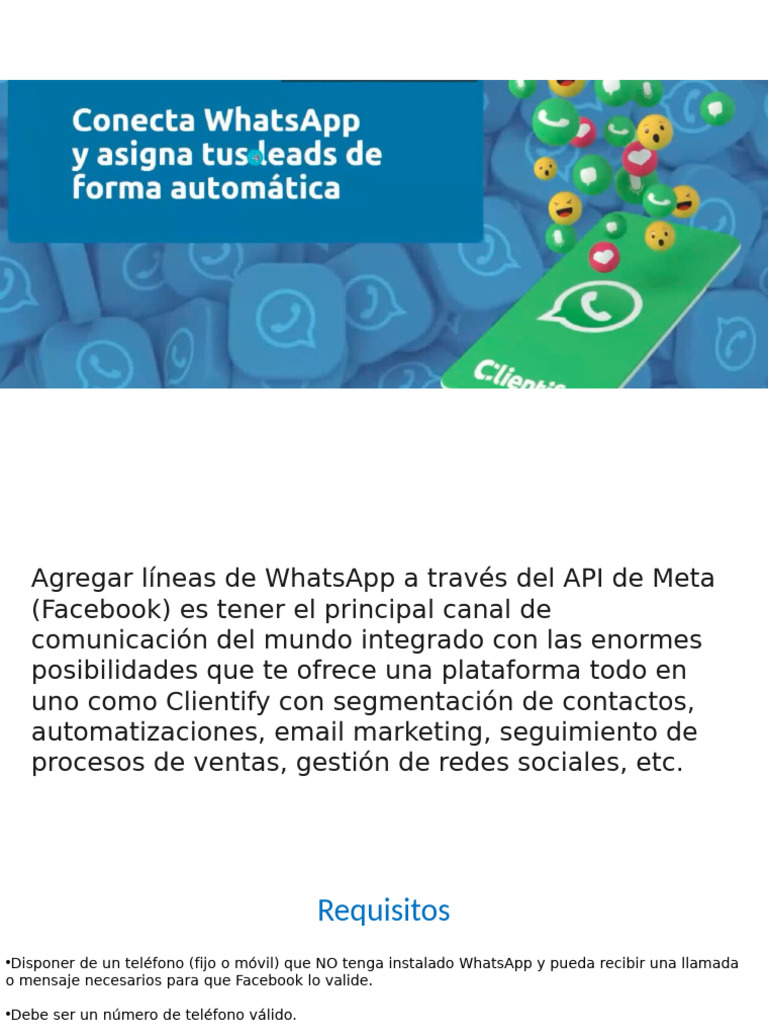 Integración de WhatsApp API con Clientify | PDF | Facebook | Chat en linea
