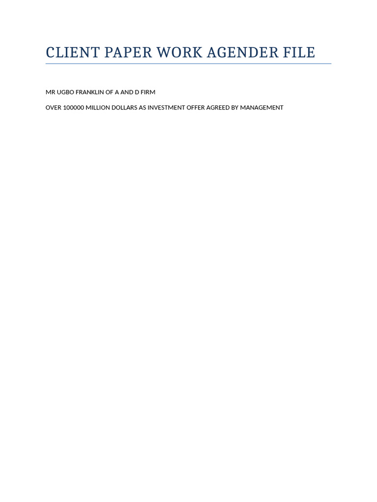 Investment Agreement for Mr. Ugbo Franklin | PDF