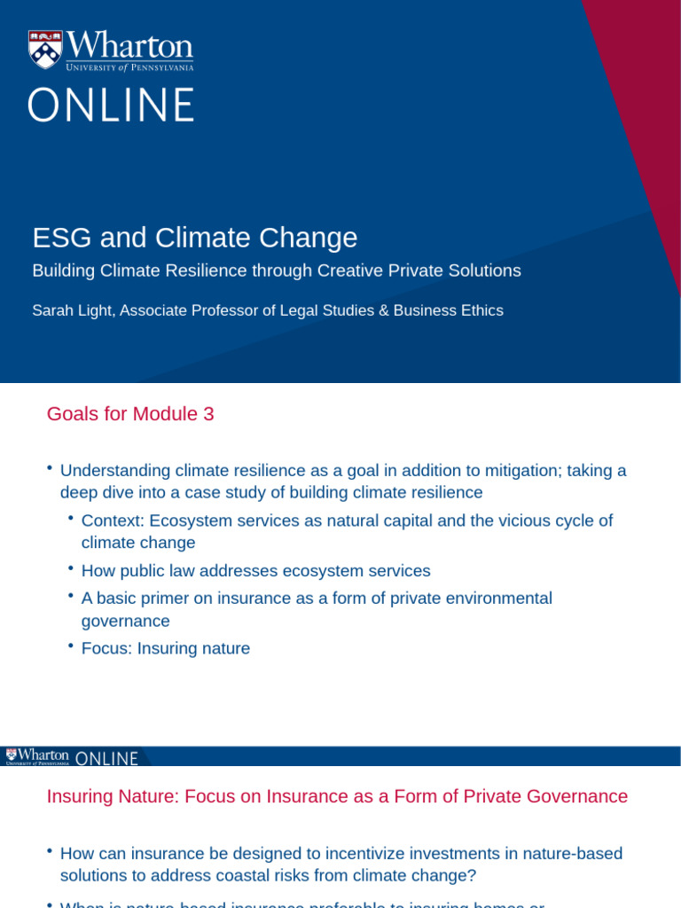 6JrxhyiNQAWa8YcojVAFEw - WO - ESG Light - Module 3 - v2 | PDF | Insurance | Ecological Resilience