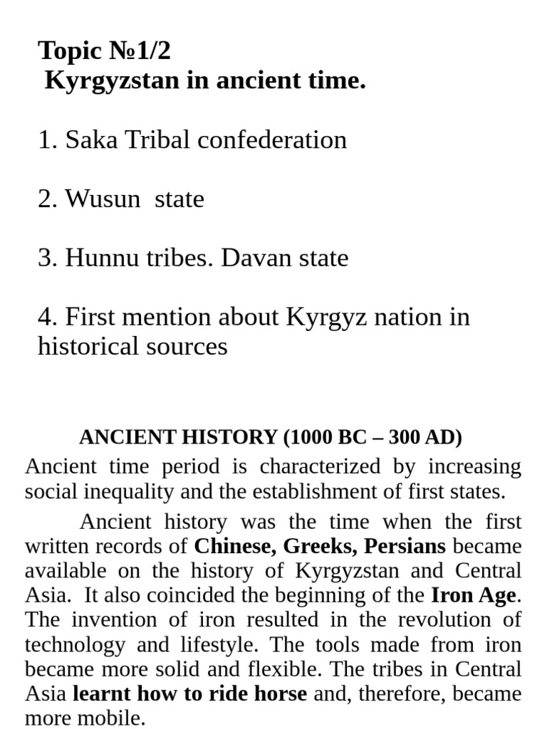 Wusun State in Ancient Kyrgyzstan | PDF | Kyrgyzstan | Iranian Peoples
