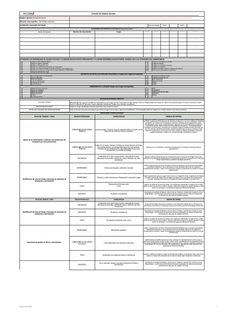 Formato de ATS INSPECIONES Y MANTENIENTO DE TABLEROS ELECTRICOS Y CAMBIO | PDF | Higiene