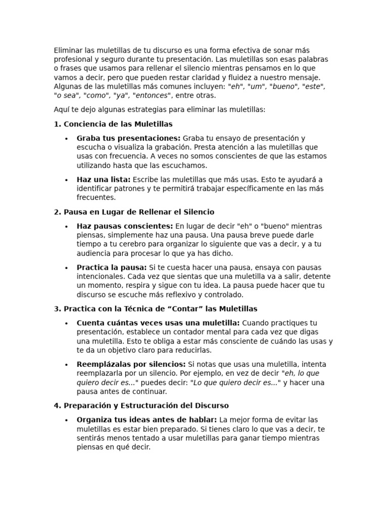 Cómo Eliminar Muletillas en Presentaciones | PDF | Sicología