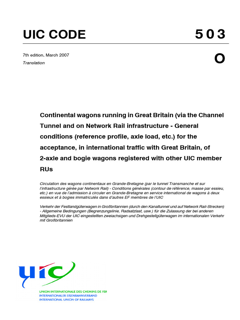 UIC Standards for Continental Wagons in GB | PDF | Track Gauge | Rail ...