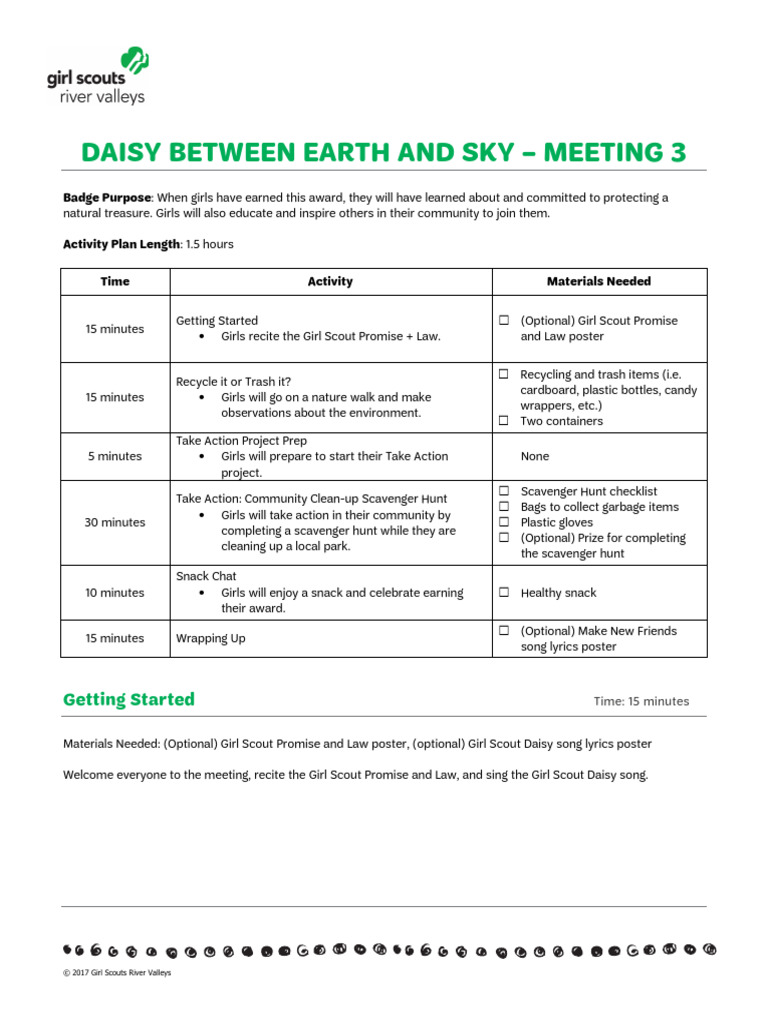Daisy Journey Between Earth and Sky Activity Plan 3 | PDF | Waste ...